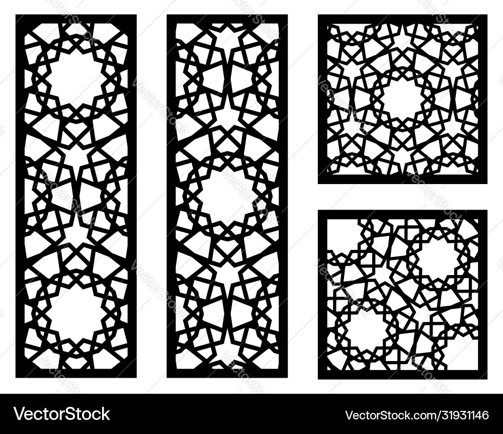 Laser cut panels kit cnc decor template Royalty Free Vector
