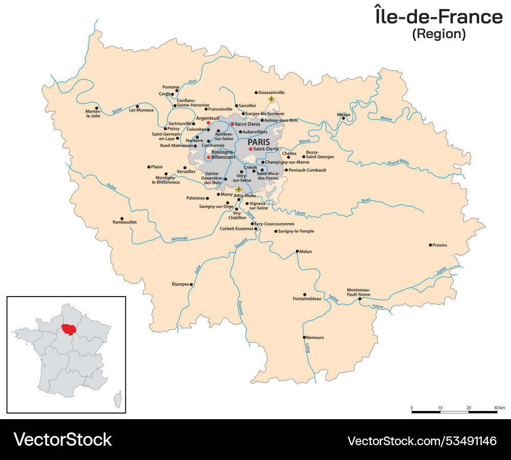 Map ile-de-france Royalty Free Vector Image - VectorStock