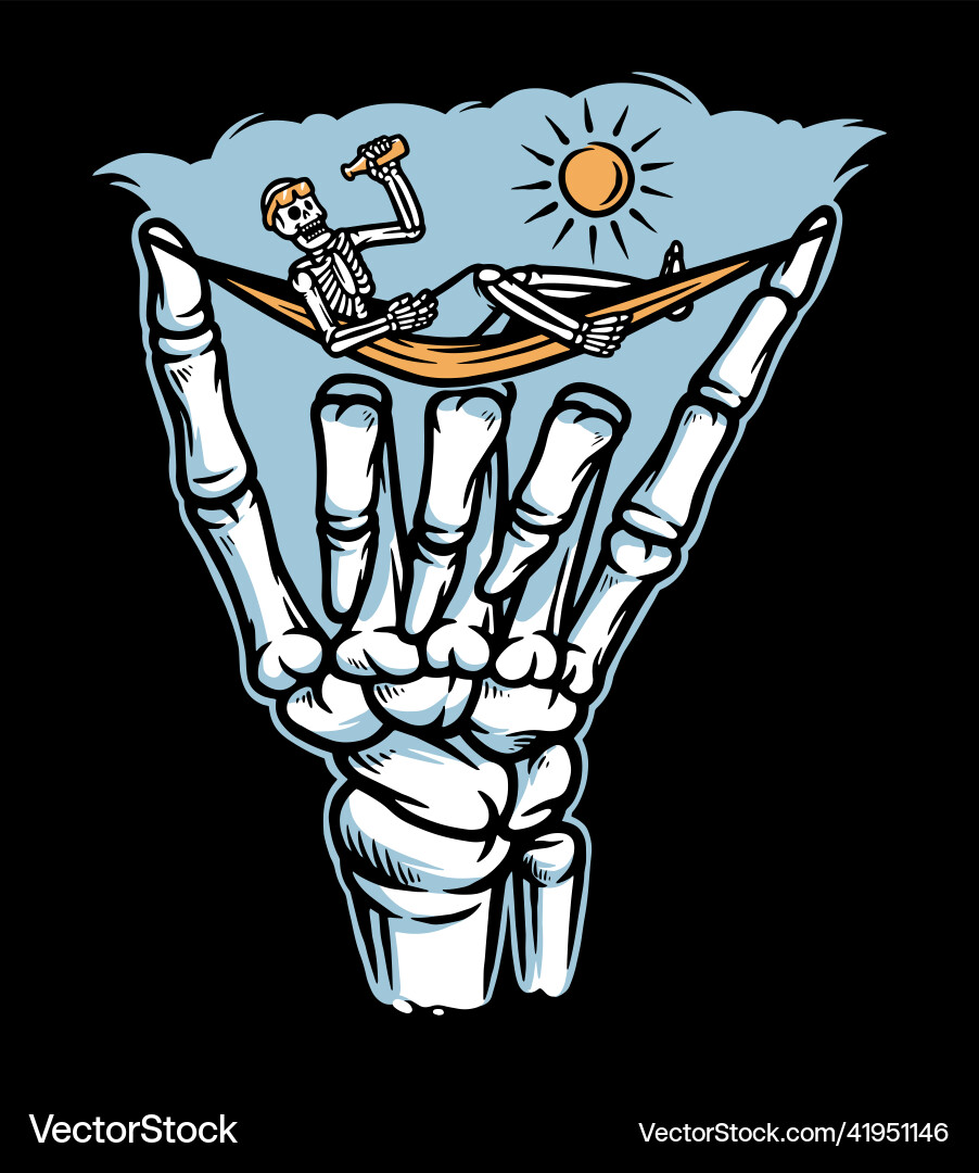 Skeleton and chill hand sign Royalty Free Vector Image