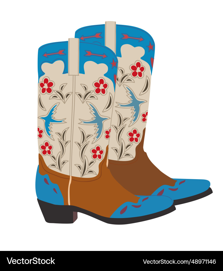 Western cowboy boots isolated on white Royalty Free Vector