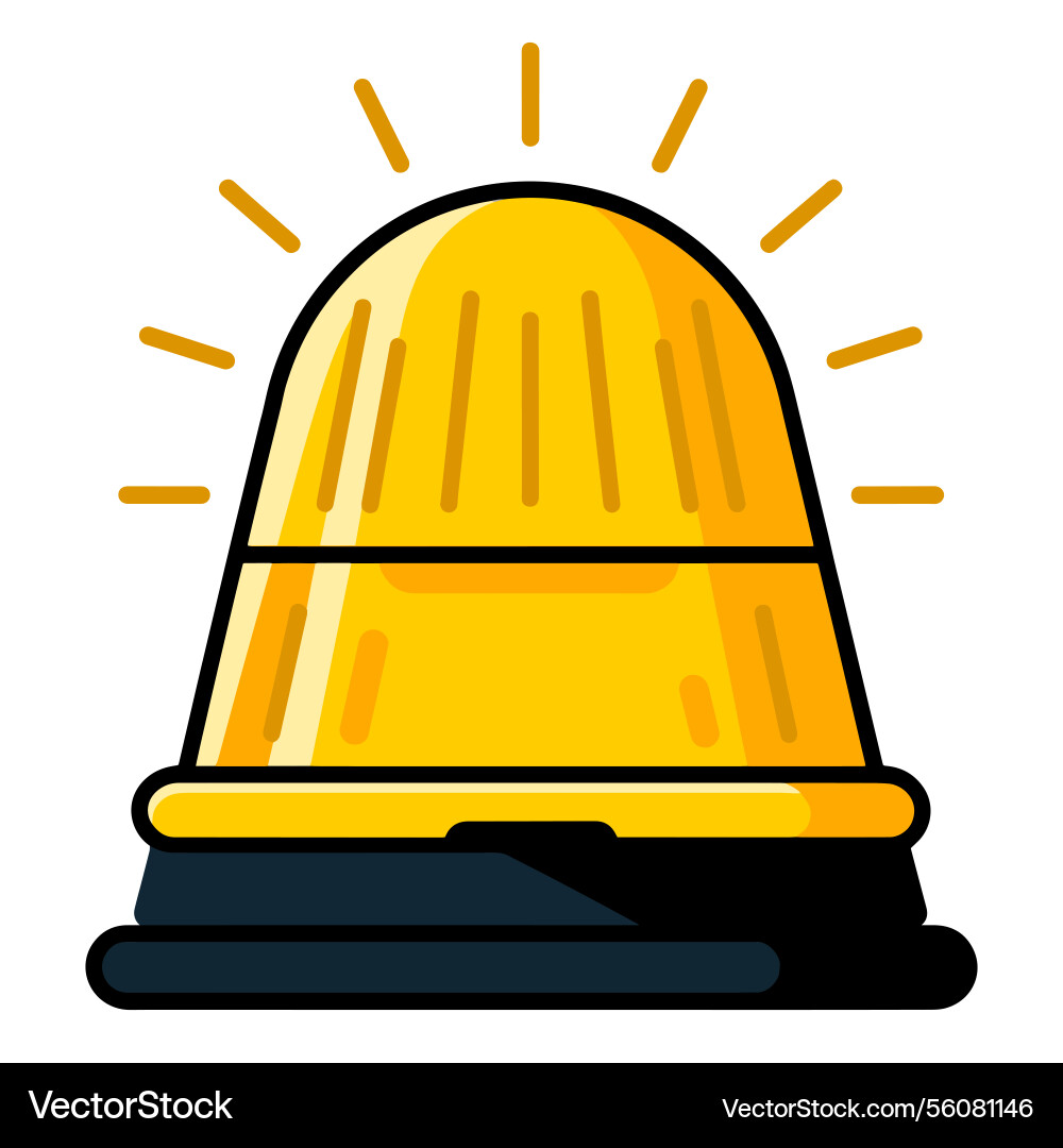 Yellow alarm siren emergency light icon flat Vector Image