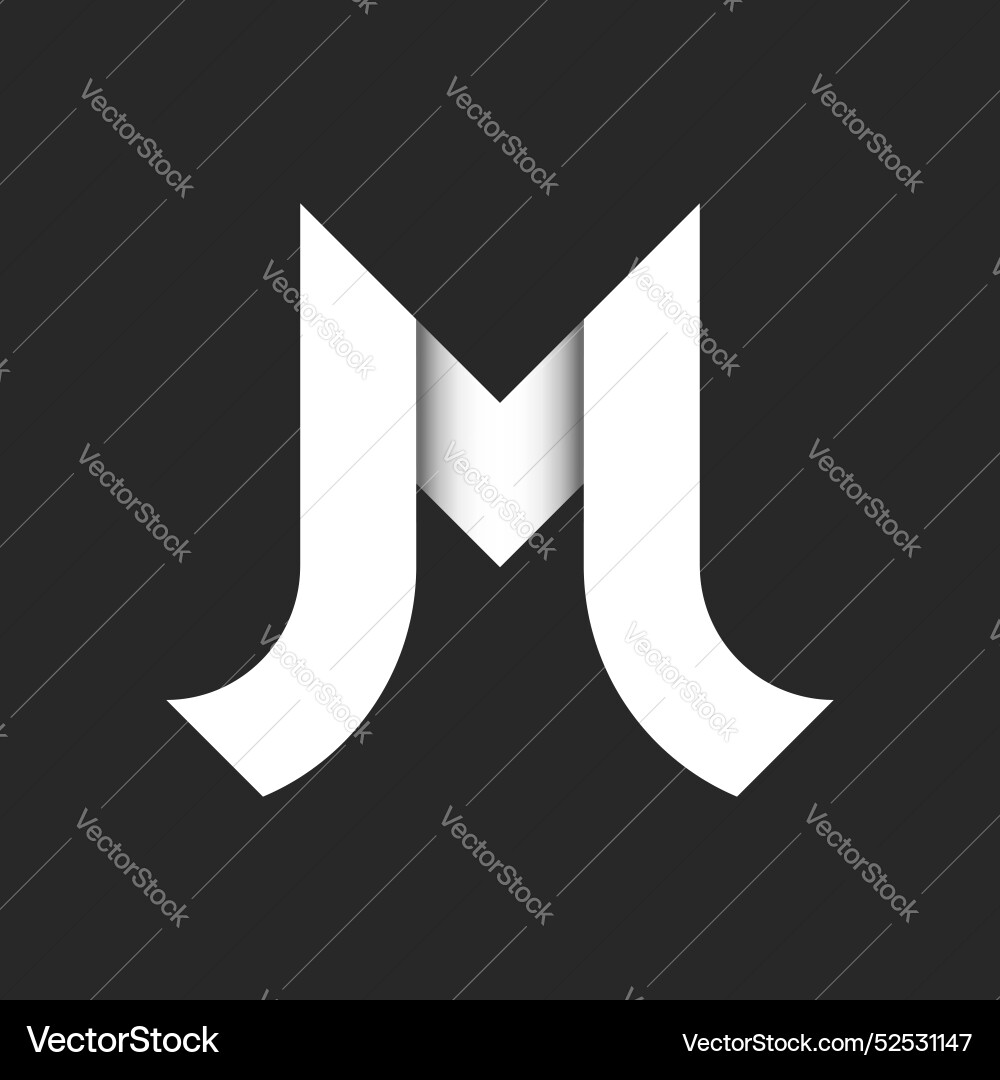 Bold letter m logo with 3d effect white ribbons Vector Image