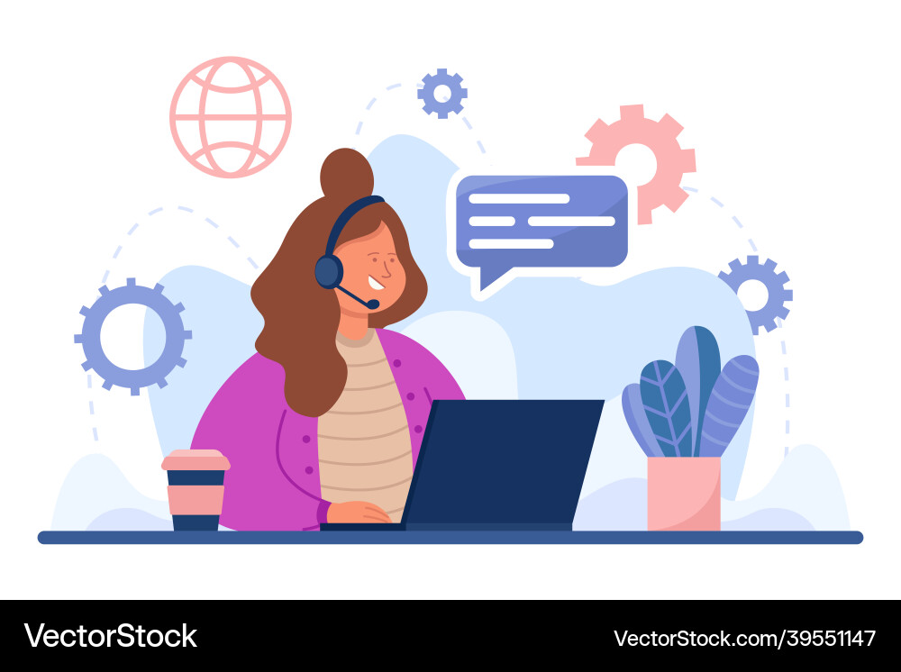 Call center manager taking calls Royalty Free Vector Image
