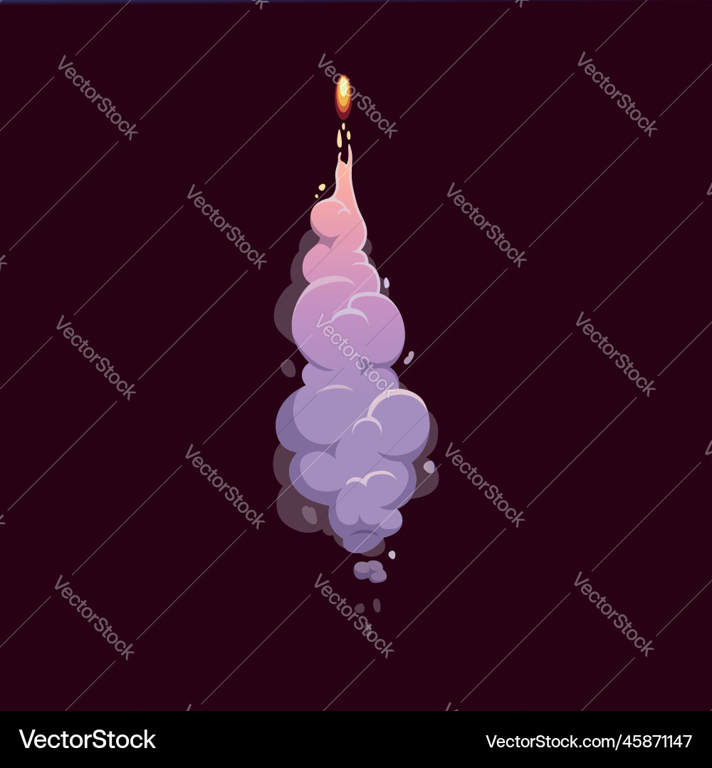 Cartoon rocket smoke spaceship launching trail Vector Image