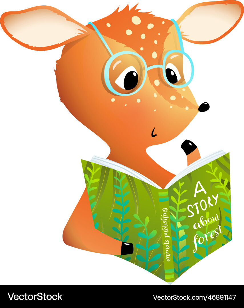 Forest animal character reading book or study Vector Image