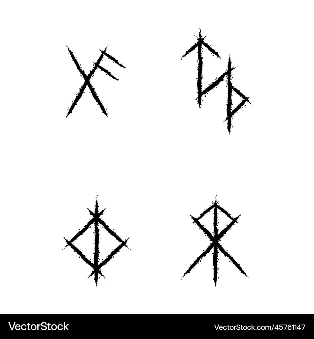 Ink brush bind runes Royalty Free Vector Image