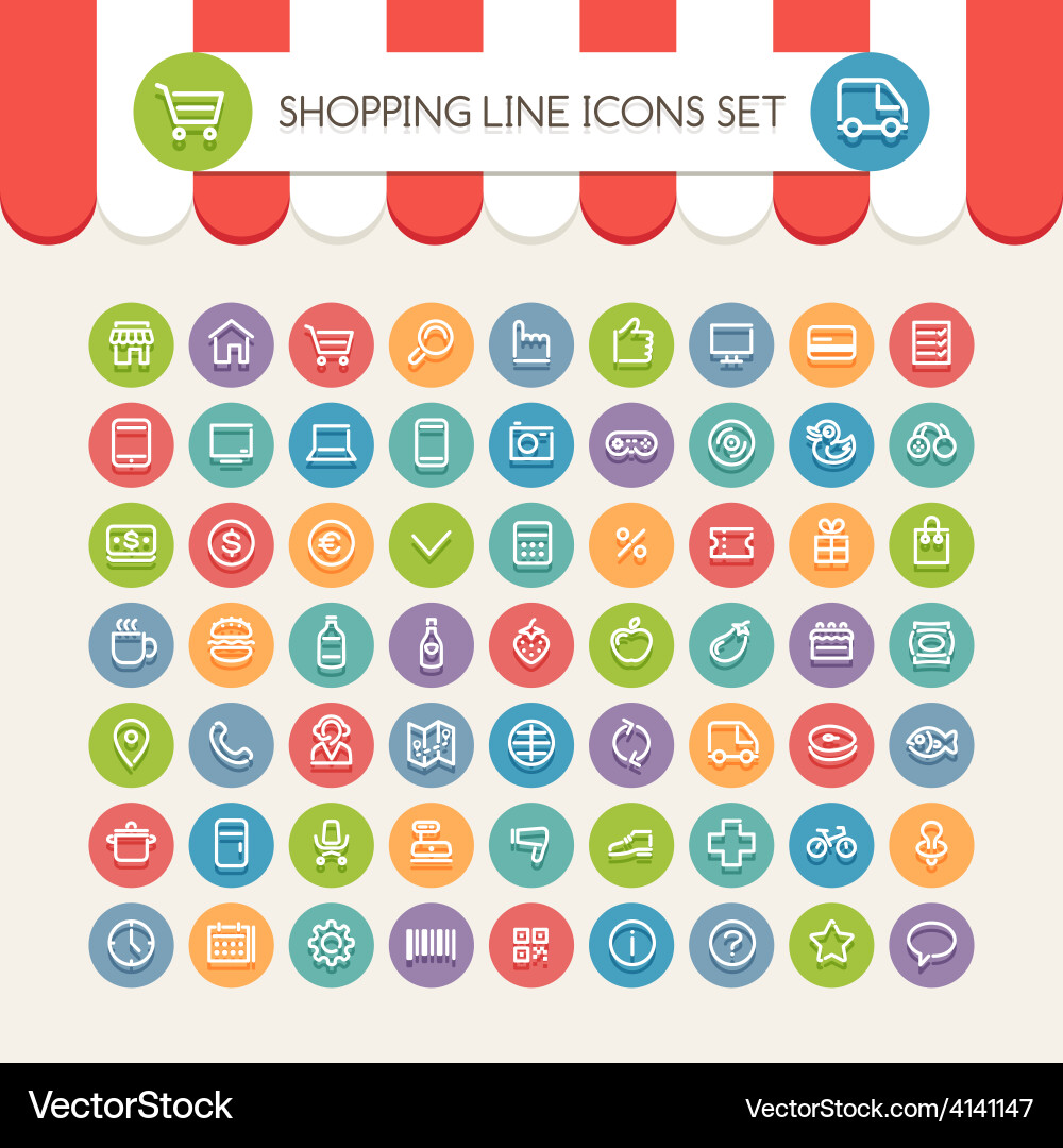 Market line icons Royalty Free Vector Image - VectorStock