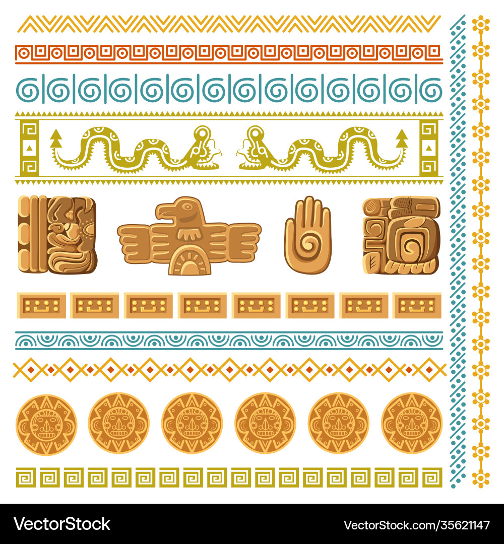 Maya civilization graphics patterns aztec Vector Image