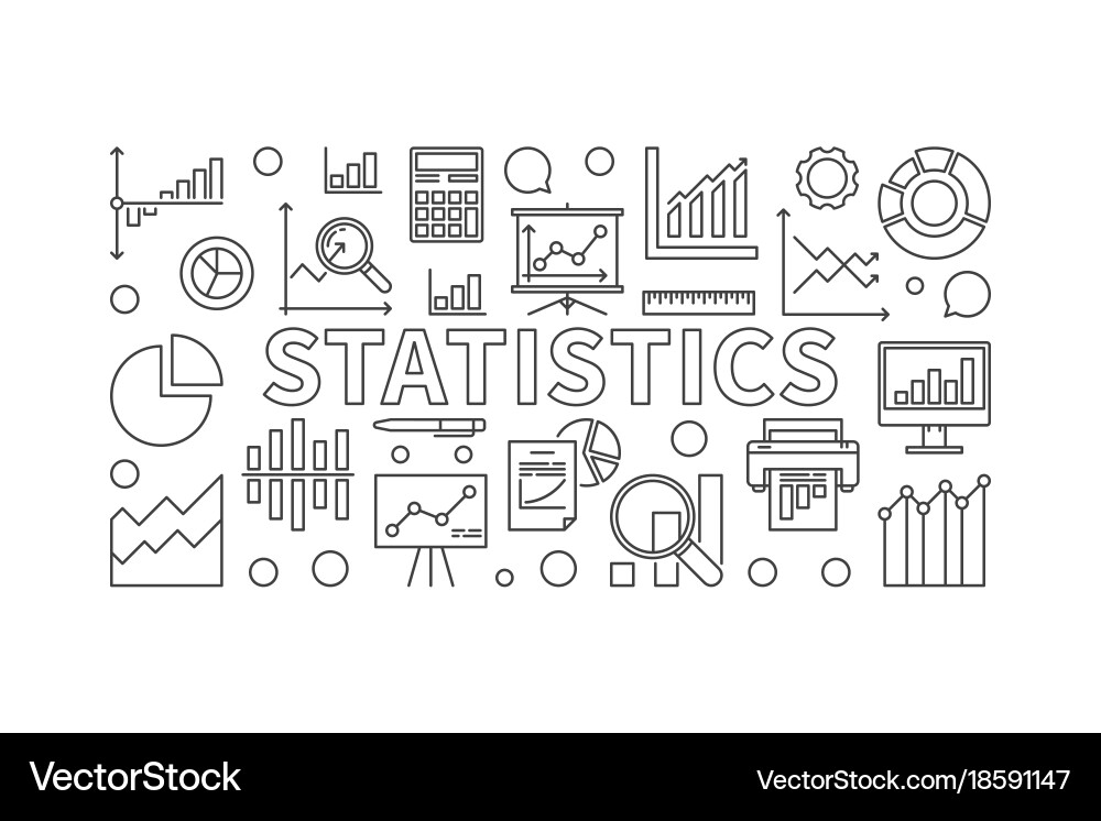 Statistics linear horizontal banner Royalty Free Vector
