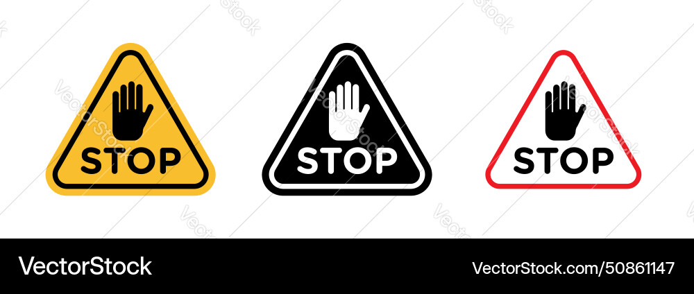 Stop security sign icon set measures Royalty Free Vector
