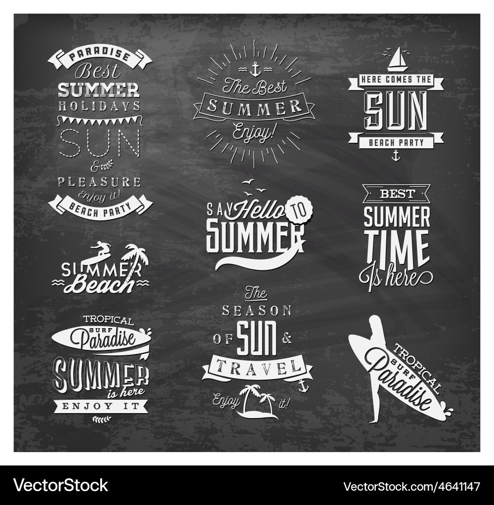 Summer Beach Calligraphy Set Royalty Free Vector Image