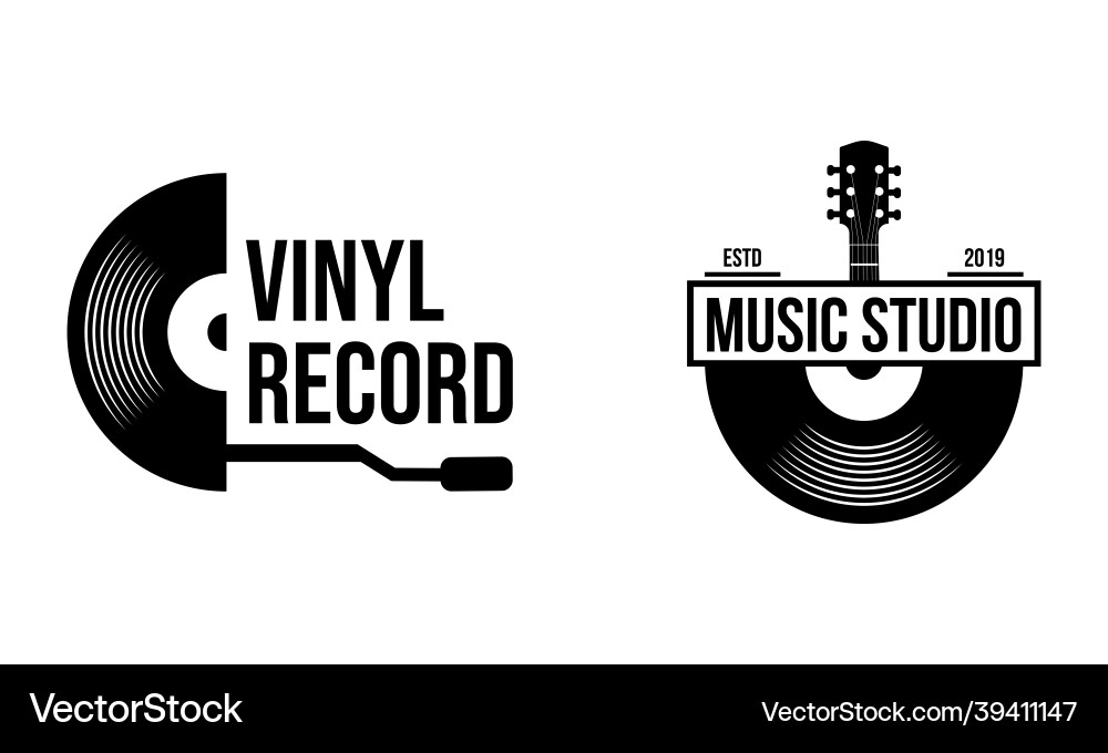Vinyl record logo template music icon or emblem Vector Image