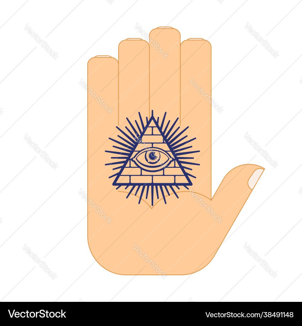 All-seeing eye arm tattoo symbol world Royalty Free Vector