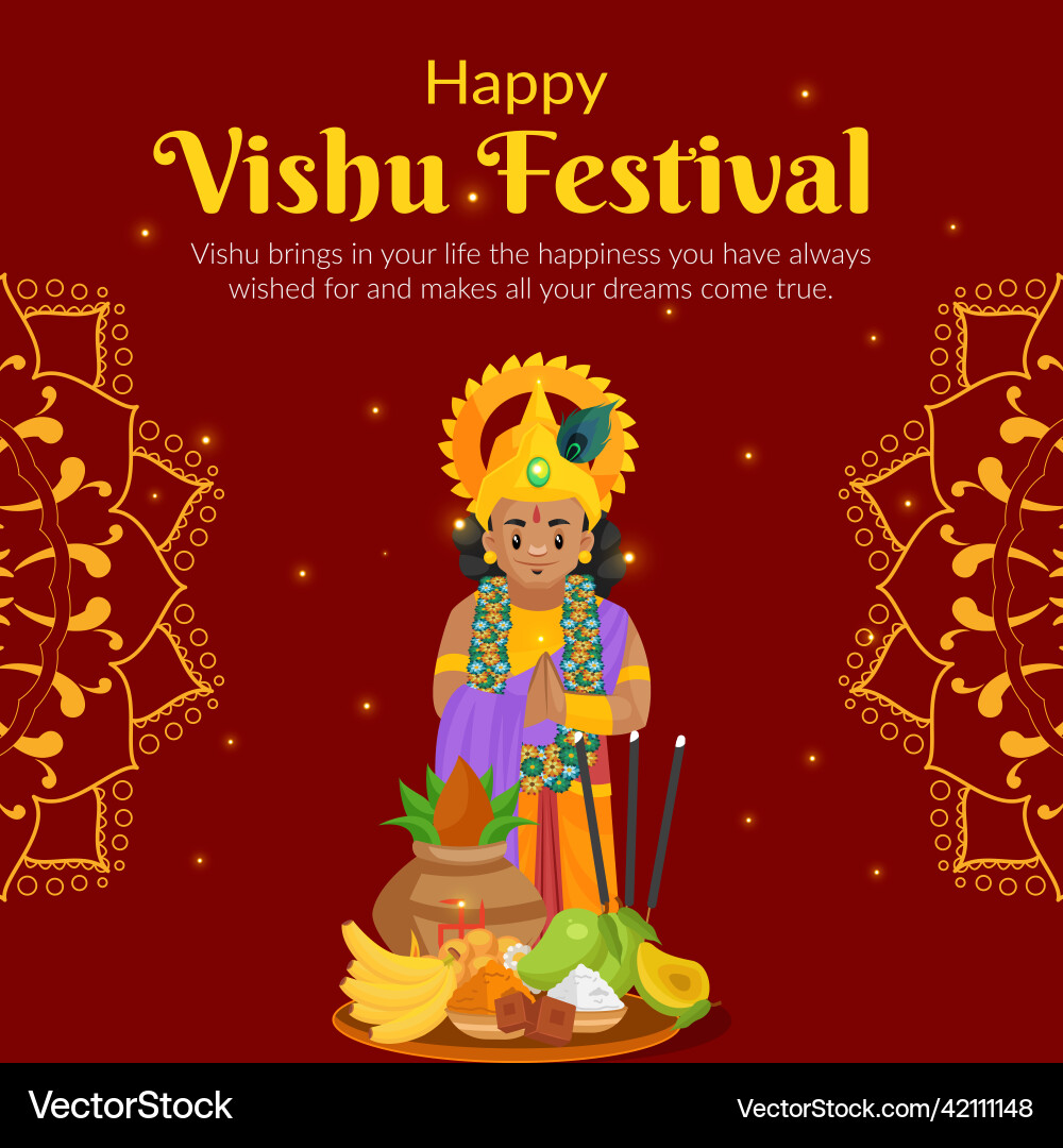 Banner design of happy vishu Royalty Free Vector Image