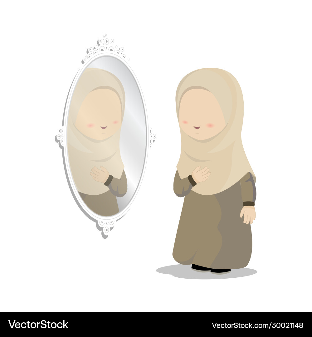 Cartoon girl with mirror Royalty Free Vector Image