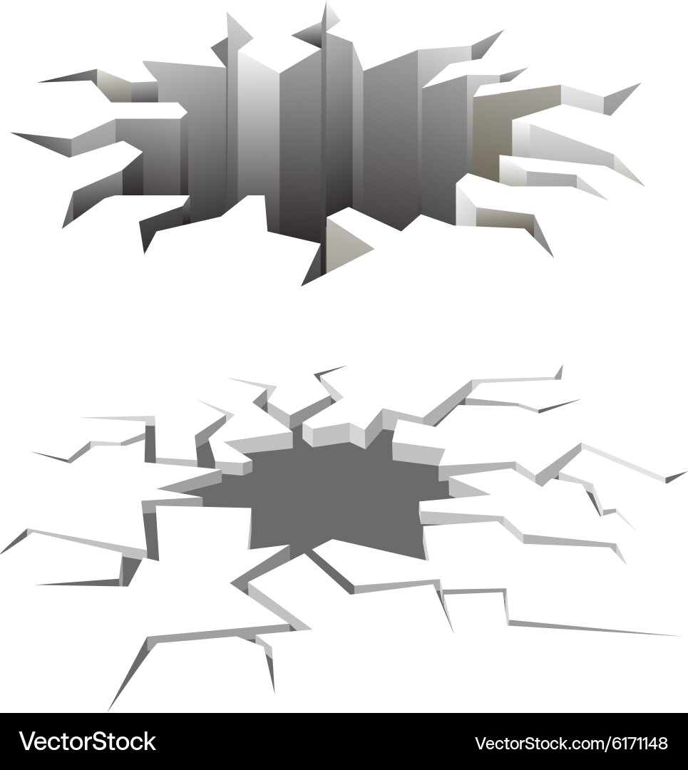 Cartoon ground cracks set earthquake Royalty Free Vector