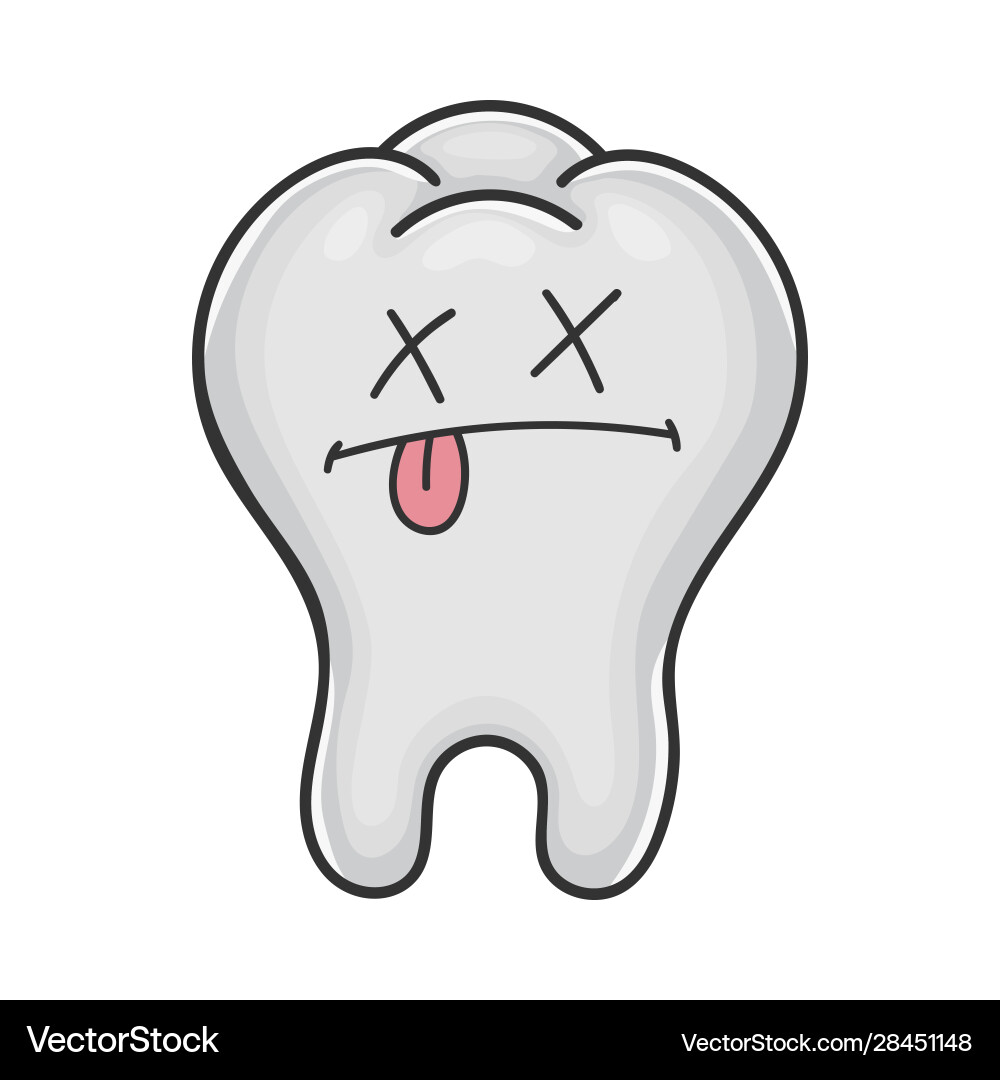 Dead funny cute tooth cartoon Royalty Free Vector Image