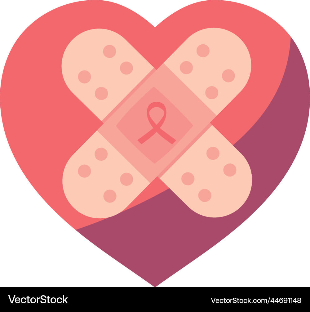 Heart with band aid aids Royalty Free Vector Image