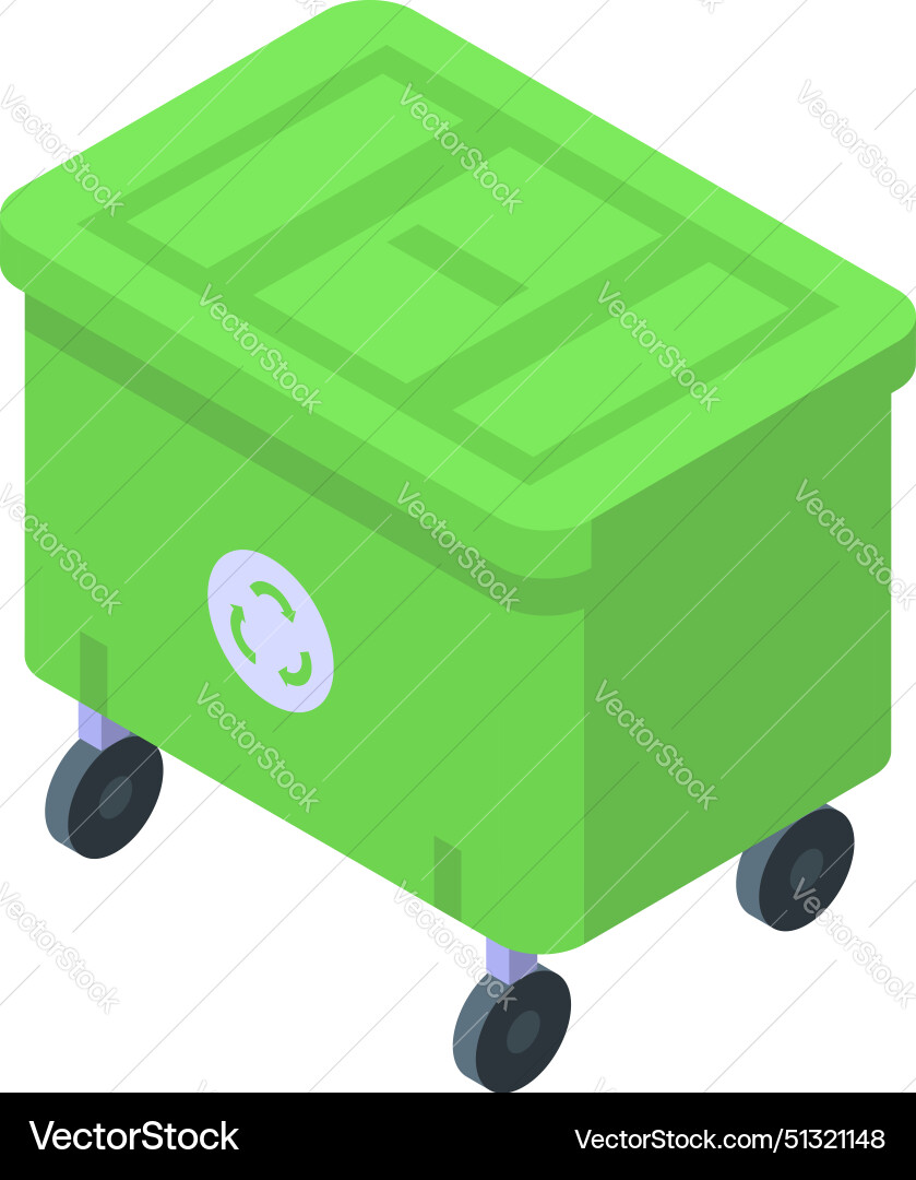 Isometric green recycle bin Royalty Free Vector Image
