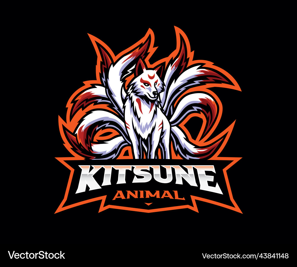 Kitsune gamer mascot logo design Royalty Free Vector Image