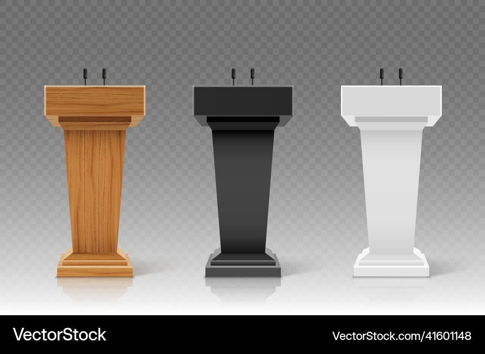 Realistic different types of debate tribune Vector Image