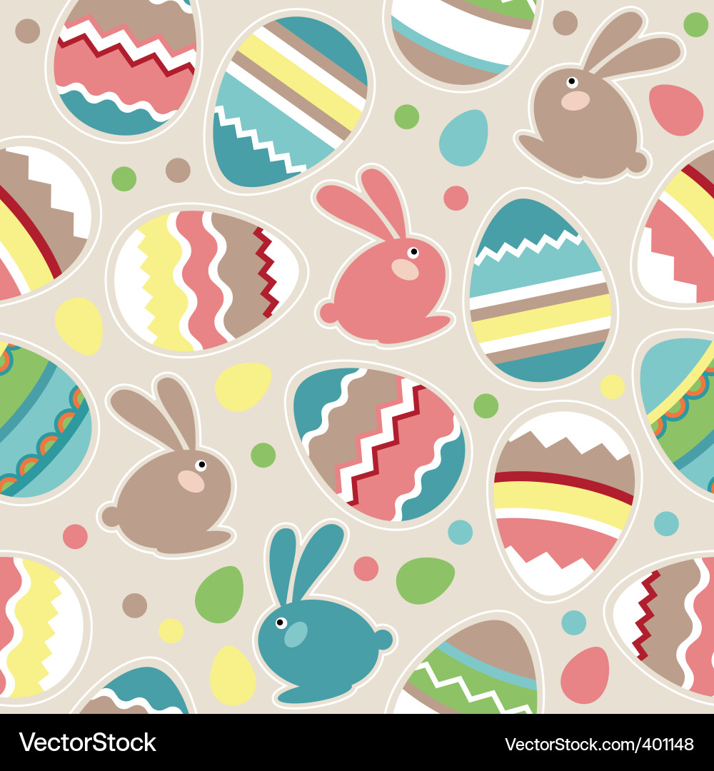 Seamless easter pattern with rabbits Royalty Free Vector