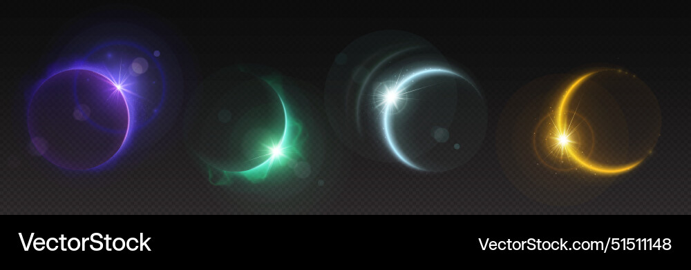 Solar eclipse light flare moon or sun ring effect Vector Image
