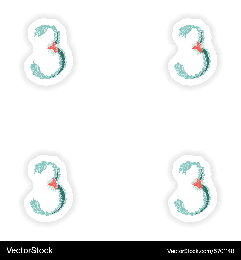 Stiker abstrakte Nummer 3 Logo-Symbol in blau Vektorbild