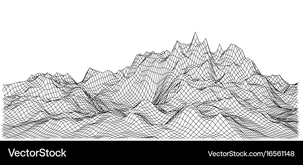 Wireframe polygonal landscape Royalty Free Vector Image