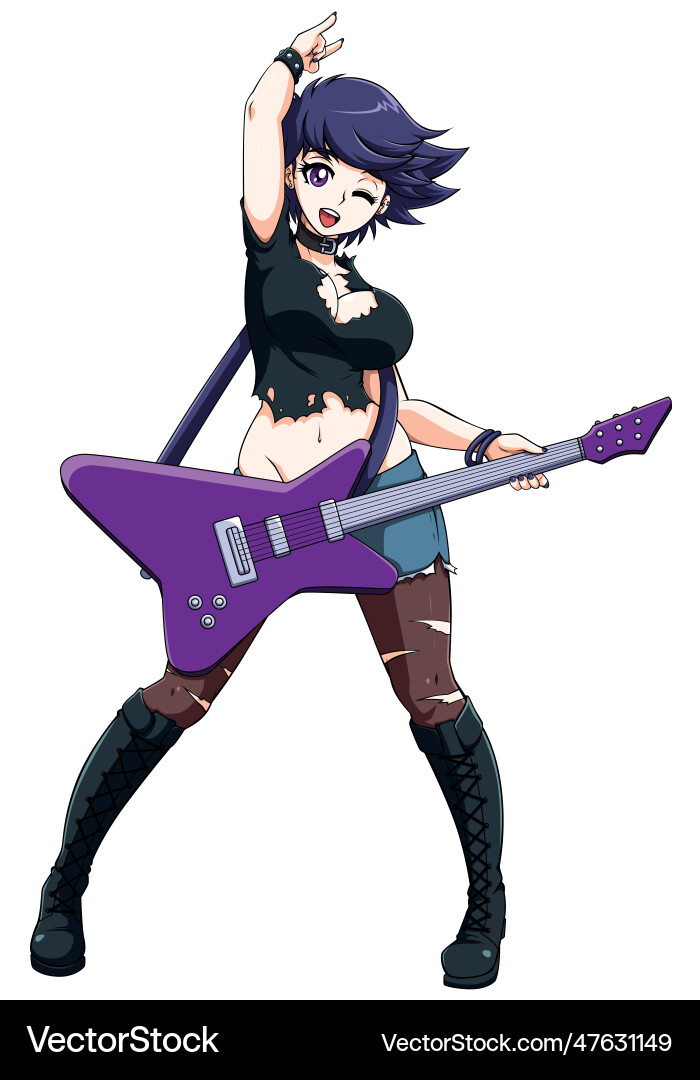 Anime musician on white Royalty Free Vector Image