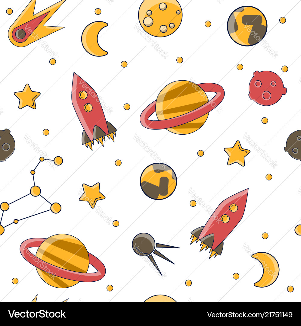 Cartoon flat kids space and cosmos science Vector Image