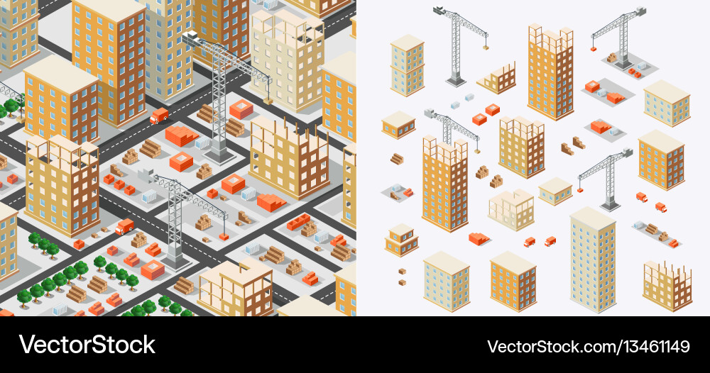 Industrial construction isometrics Royalty Free Vector Image