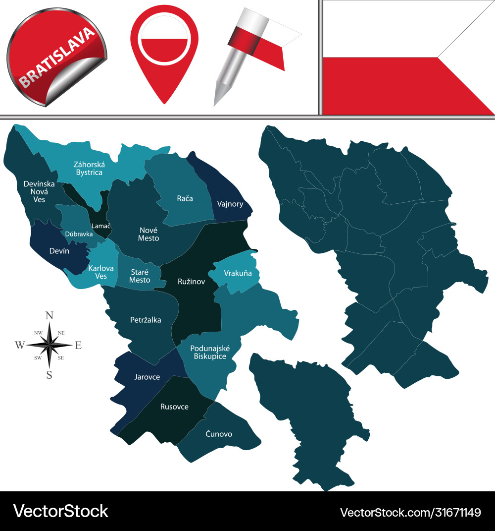 Map bratislava slovakia Royalty Free Vector Image