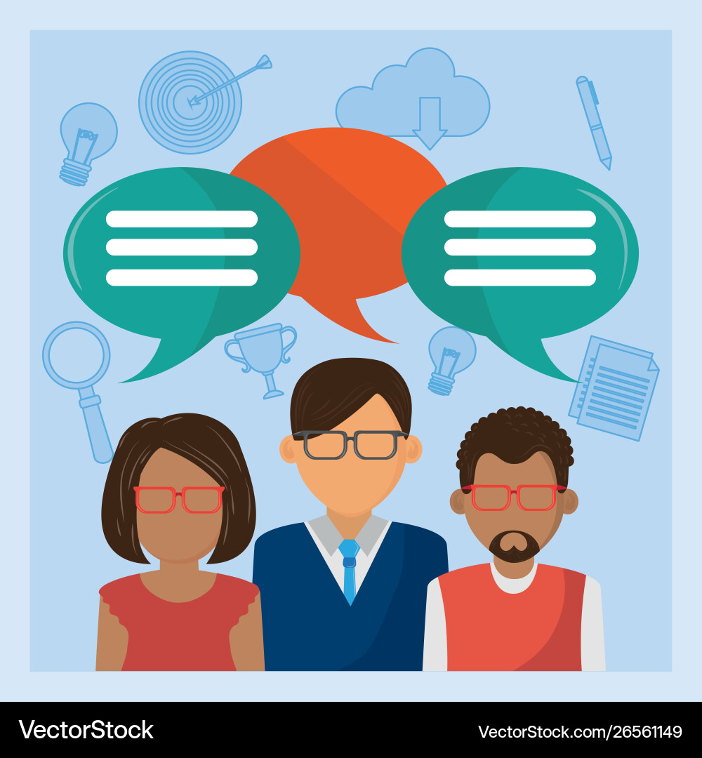 Menschen sprechen mit leeren Sprachblasen Vektorbild