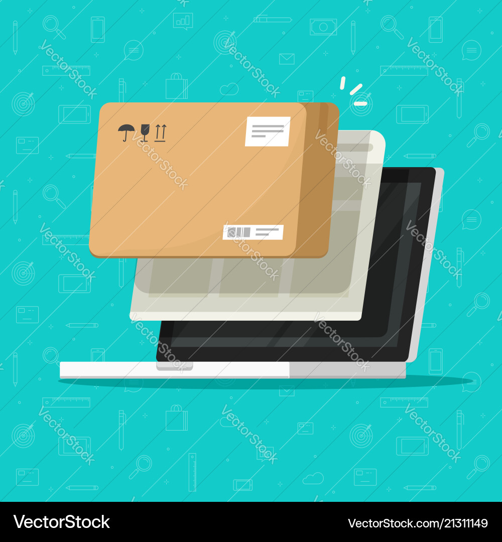Paket-Lieferung Tracking auf Laptop-Computer Vektorbild