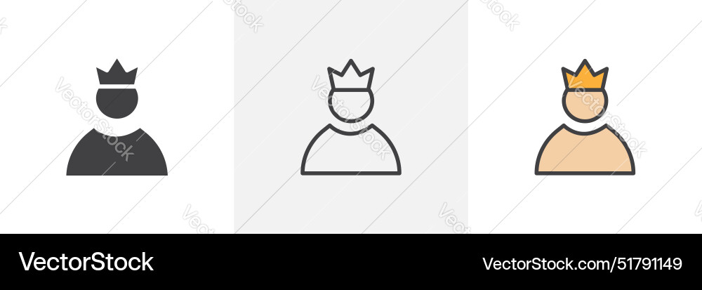 Premium user icon set black filled and outlined Vector Image