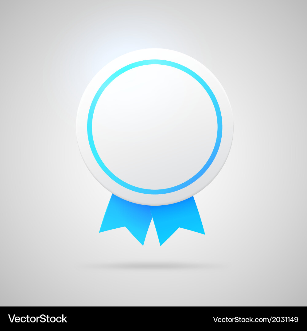 Round award with blue ribbons Royalty Free Vector Image