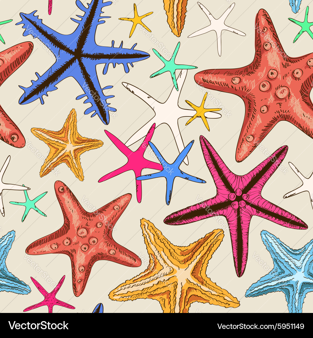Seamless pattern of starfish Royalty Free Vector Image