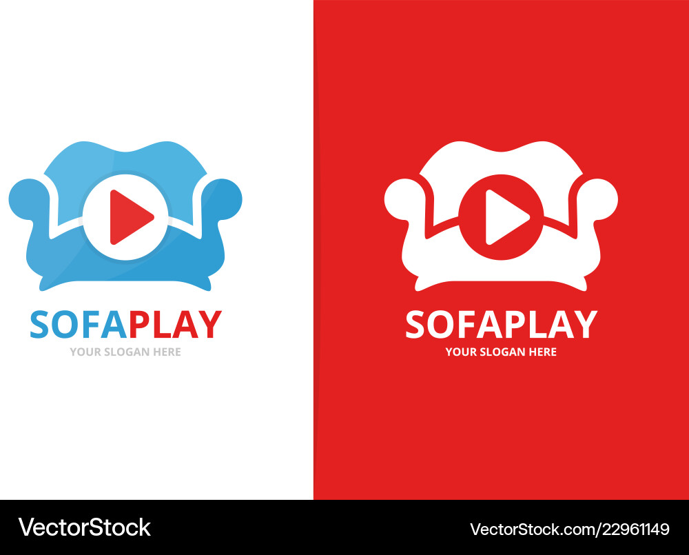 Sofa & Play Button Logo Royalty Free Vector Image