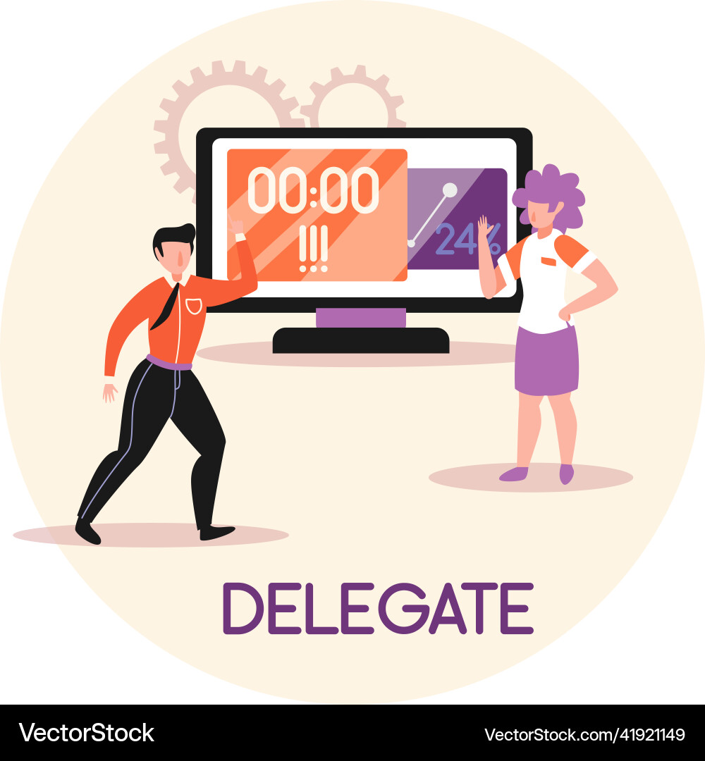 Tasks delegation flat composition Royalty Free Vector Image