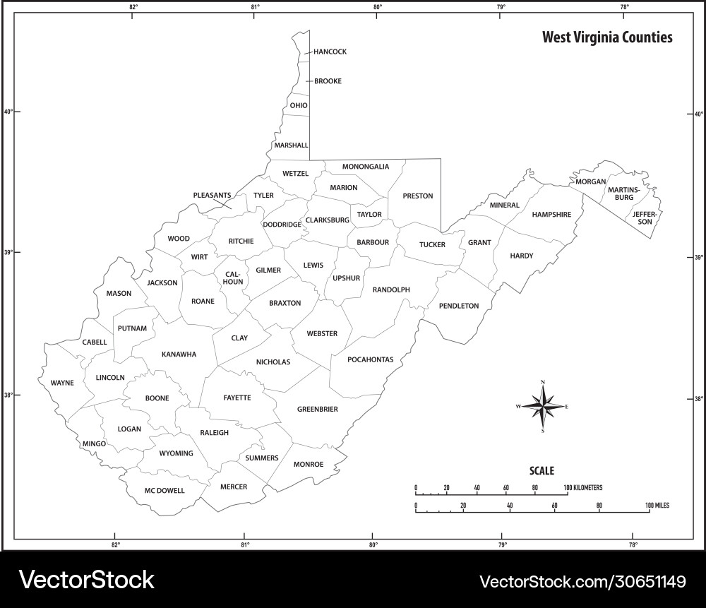 West virginia state outline map in black and white