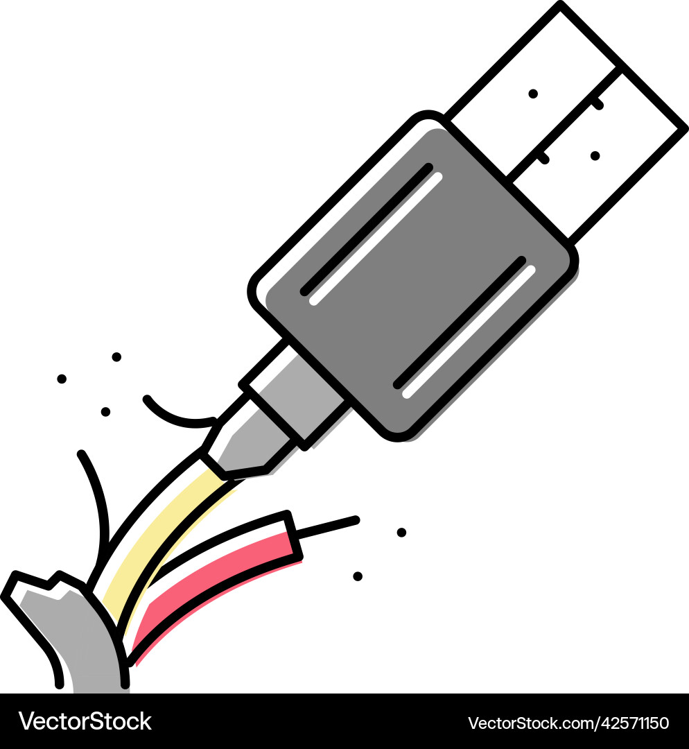 Broken cable usb color icon Royalty Free Vector Image