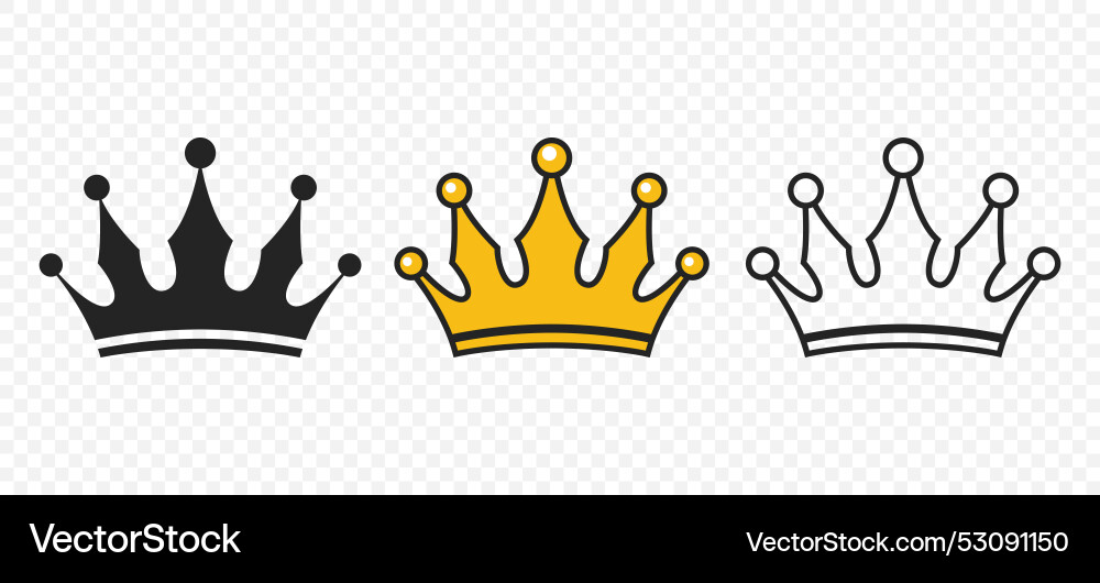 Crown icons set flat style icon Royalty Free Vector Image