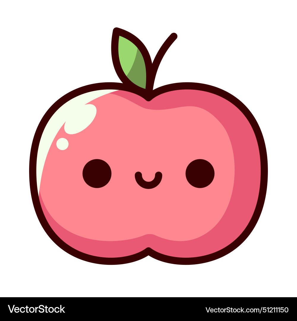 Cute apple icon in cartoon style Royalty Free Vector Image