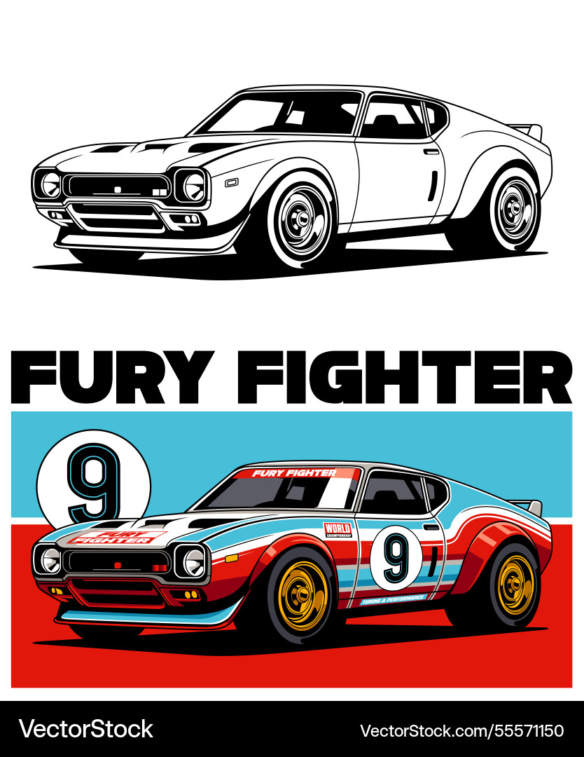 Fury fighter racing car design Royalty Free Vector Image