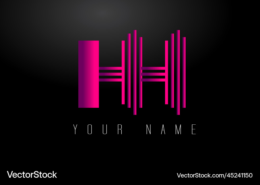 Hh magenta lines letter logo creative line Vector Image