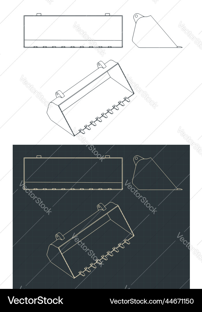 Loader bucket blueprint Royalty Free Vector Image