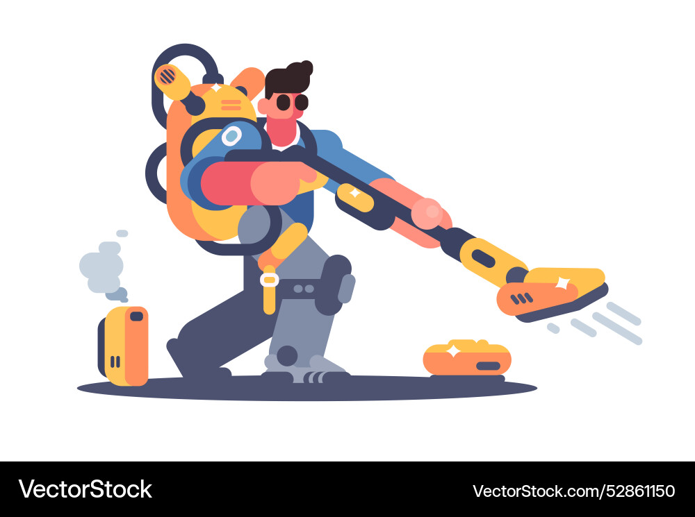 Man with vacuum cleaner Royalty Free Vector Image