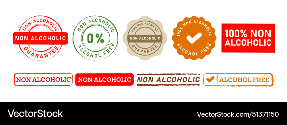 Non alcoholic rubber stamp labels ticker sign Vector Image