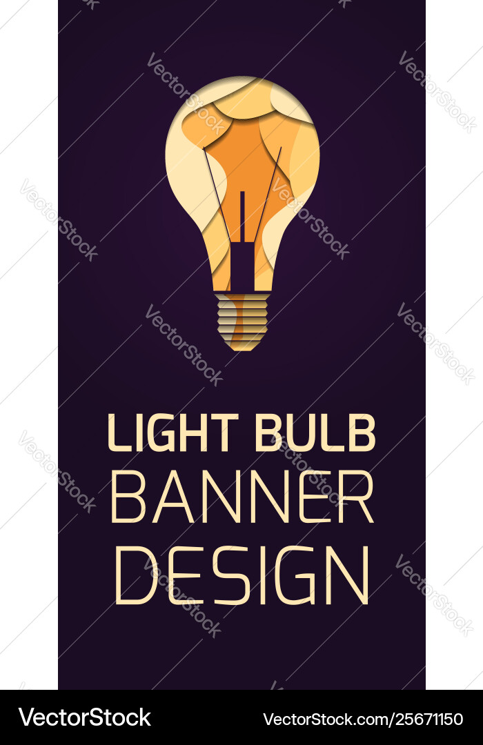 Vertical banner with 3d layer a light bulb Vector Image